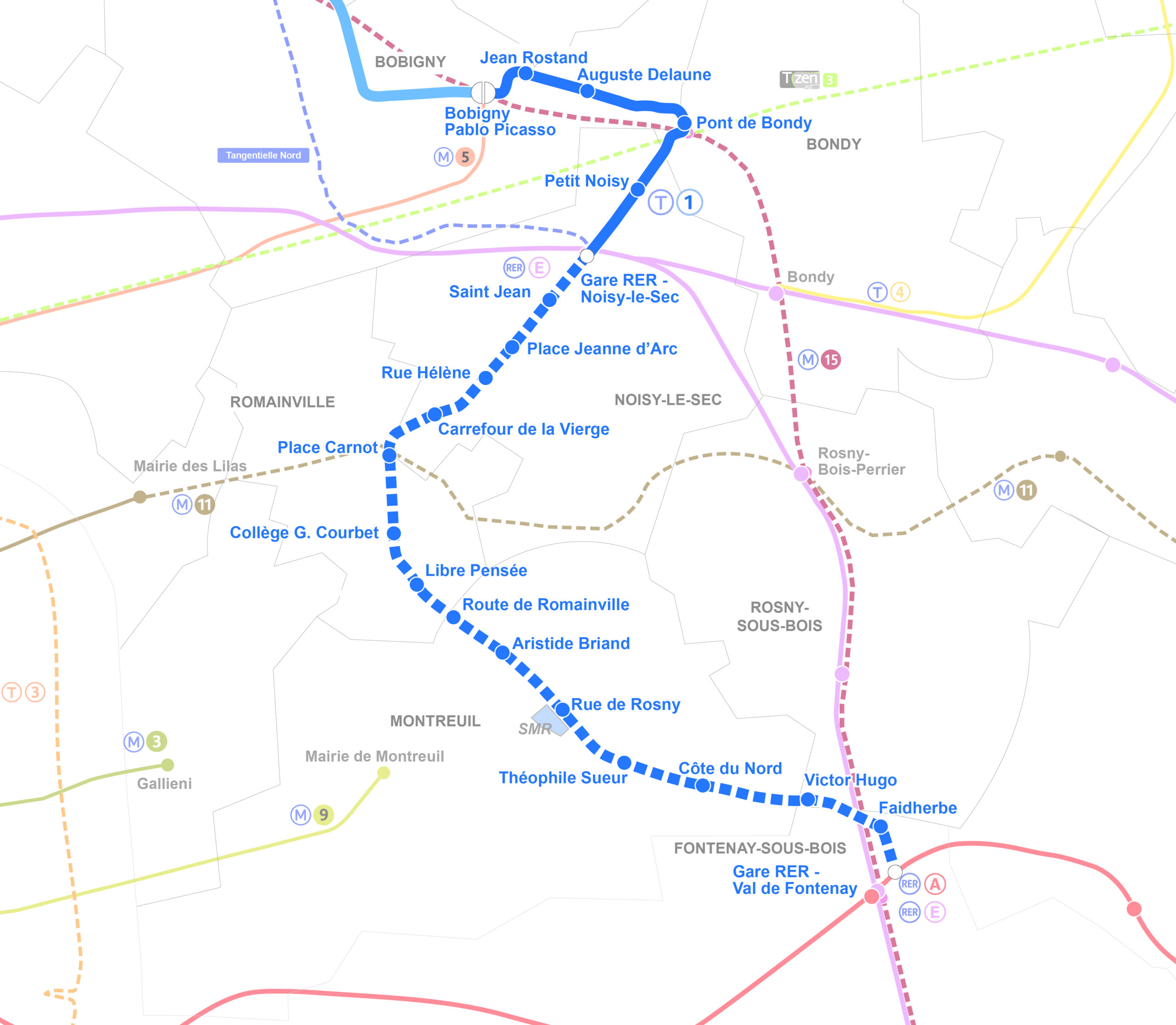 Prolongement du T1 | de Bobigny à Val-de-Fontenay - Noisy le sec