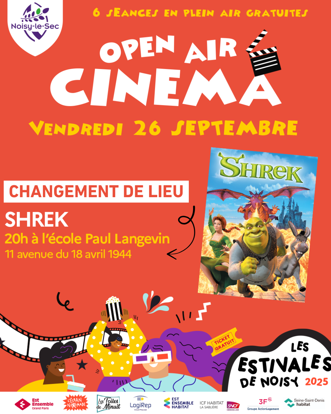 SHREK - SÉANCE OPEN AIR CINÉMA (DÉLOCALISÉE) - Noisy le sec